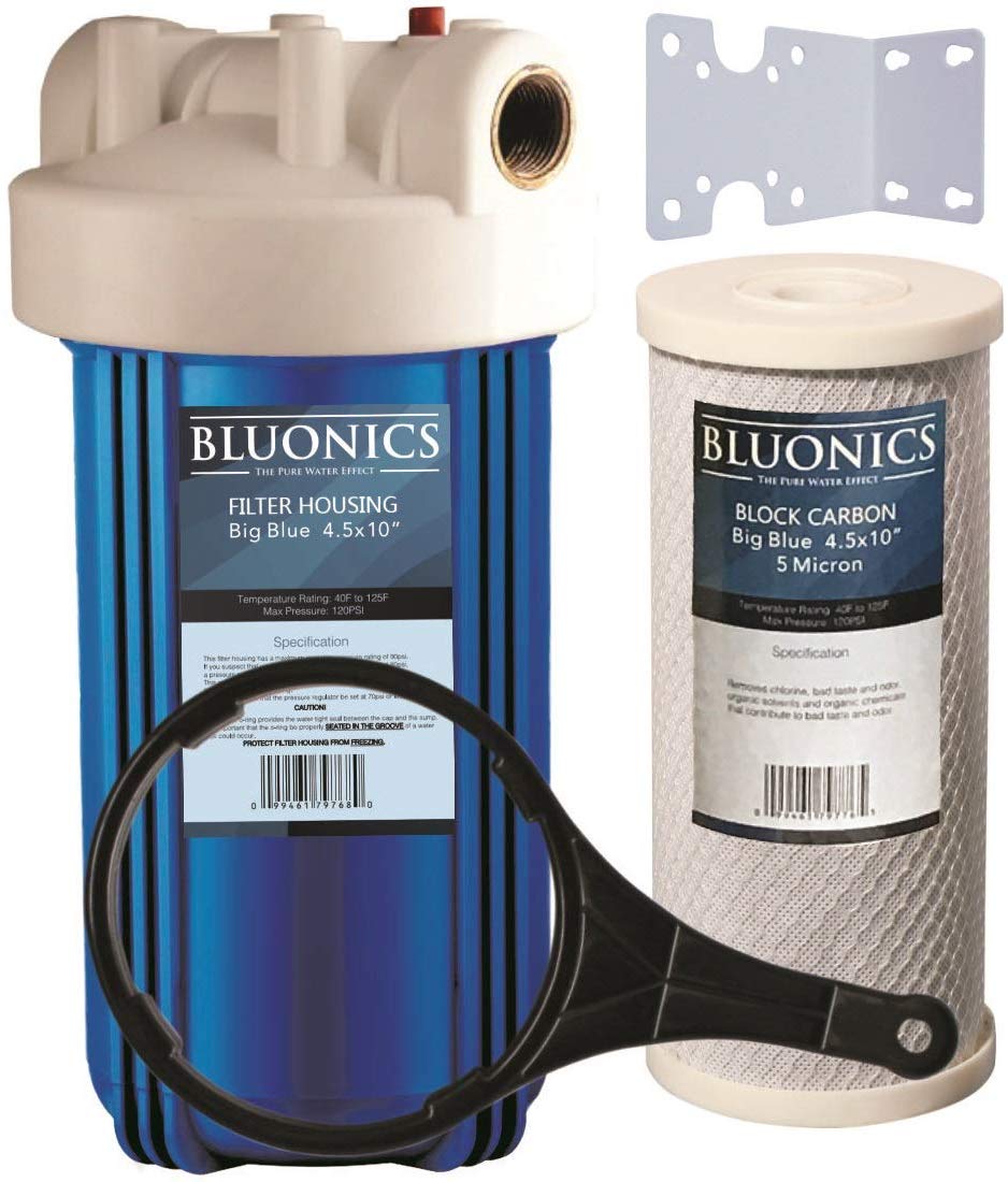 Bluonics 10" Big Blue Whole House Filter 4.5 x 10 Carbon Charcoal Bloc
